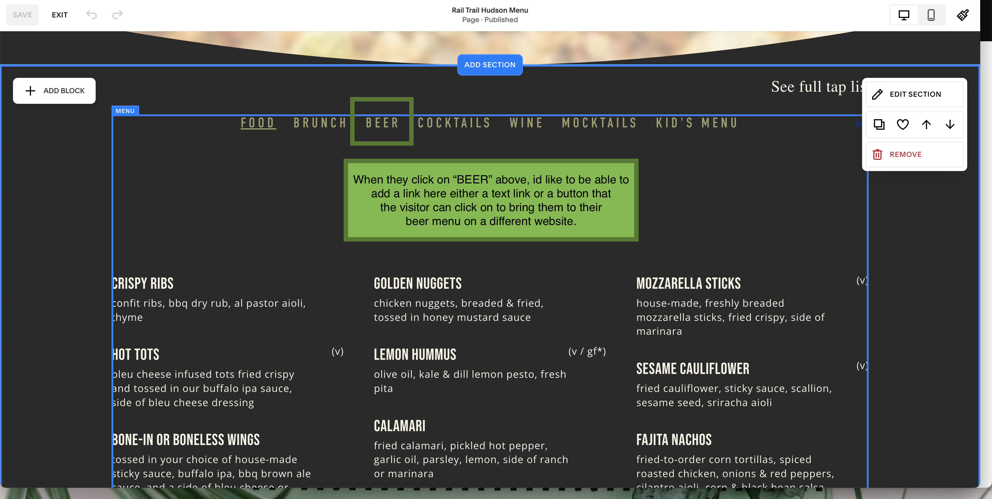 How to add a link in menu description of a menu block - Customize with ...