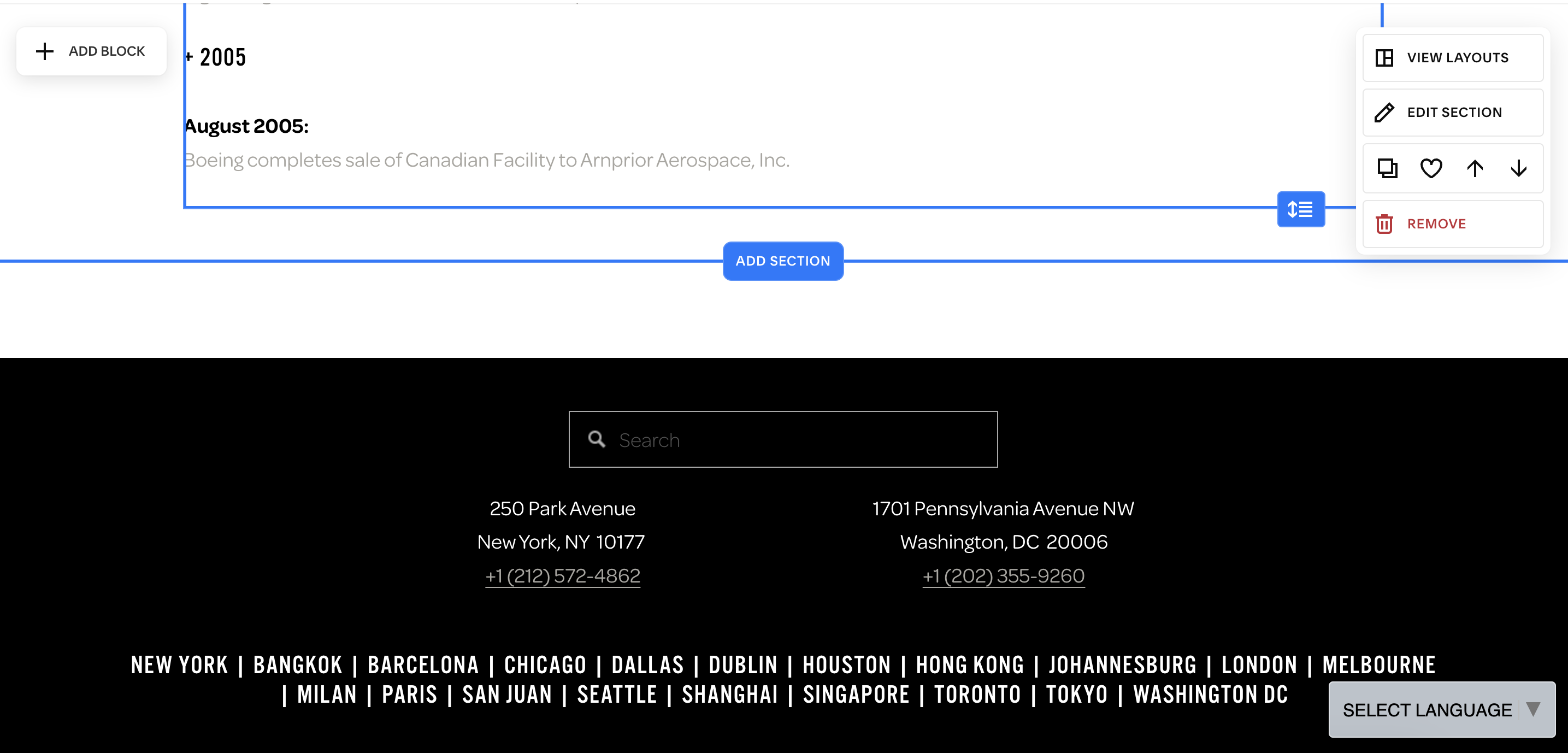 Unknown "section" at bottom of blog page, Cannot be removed according ...