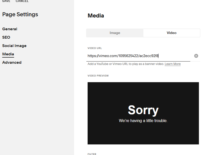 Error when adding a Vimeo link - Images & Videos - Squarespace Forum
