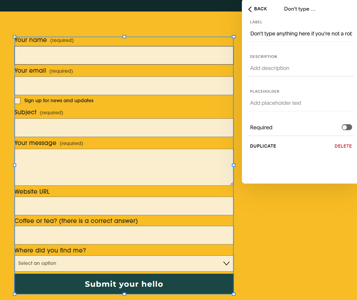 Trying to add an I AM A HUMAN button to form - Customize with code ...