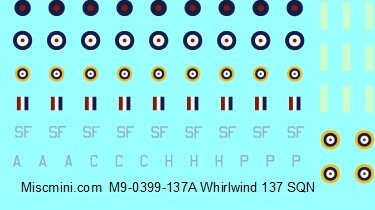 1/200 decals Westland Whirlwind 137 SQDN SKU M9 0399 137A - Converted ...
