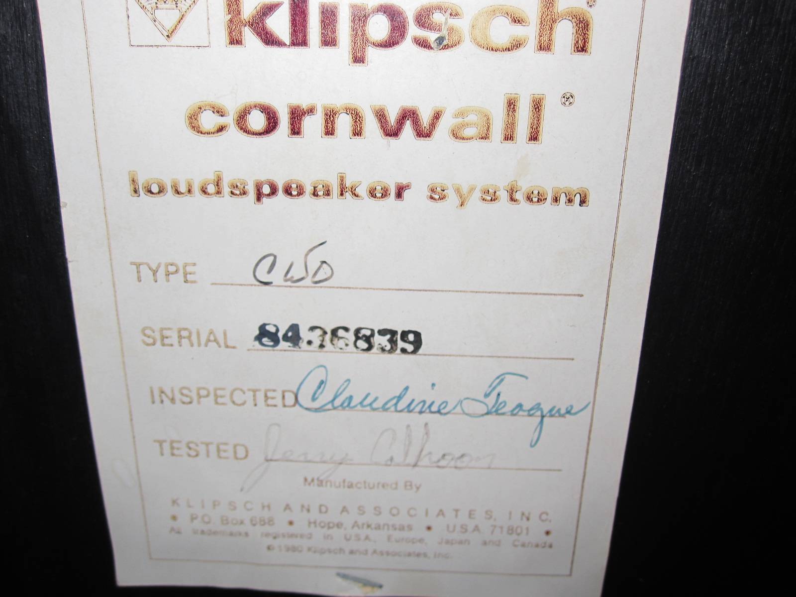 Identifying Serial Numbers - Technical/Restorations - The Klipsch Audio ...