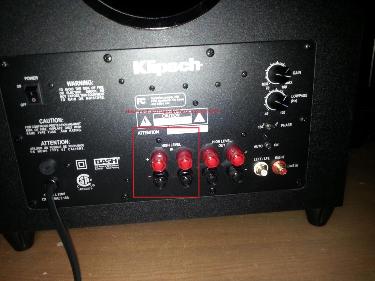 Help understanding "High level inputs" - Subwoofers - The Klipsch Audio ...