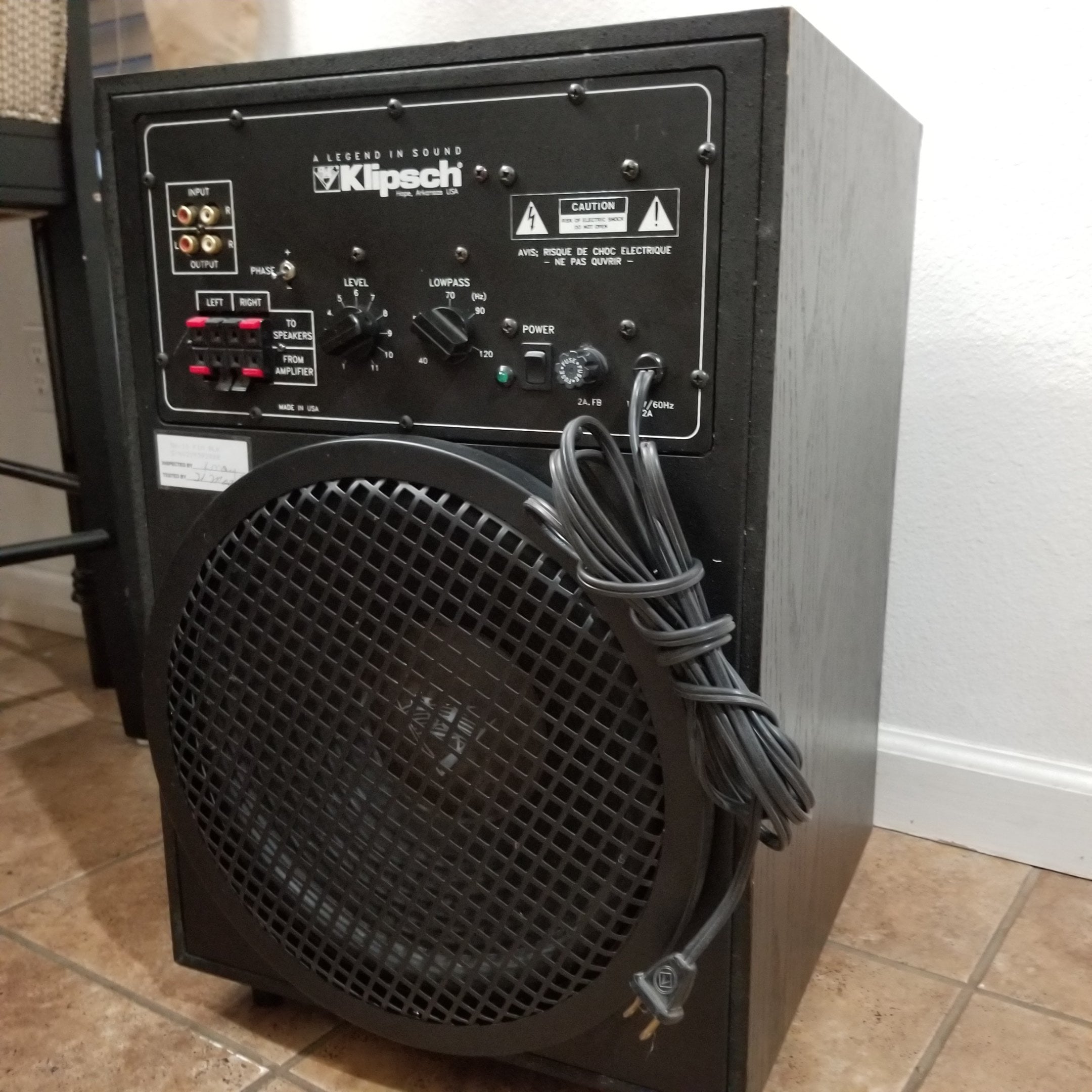Klipsch SW10 Series 2 Subwoofer for Sale - Garage Sale - The Klipsch ...