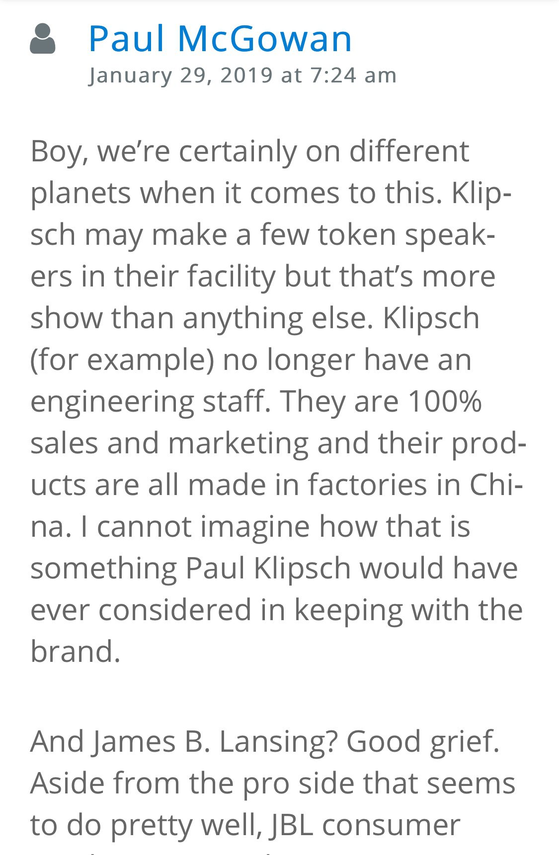 BS from PS Audio Paul McGowan - 2-Channel Home Audio - The Klipsch ...