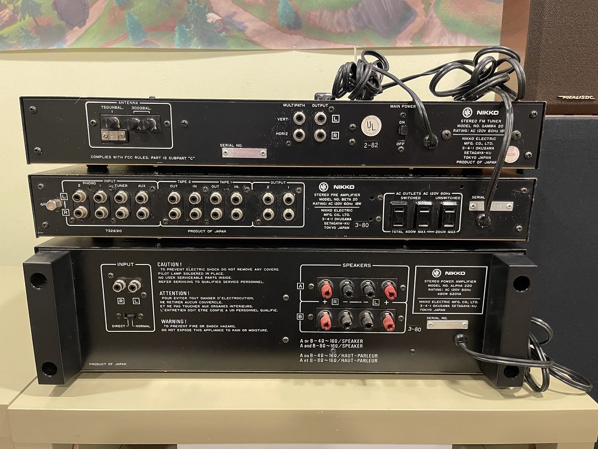 Nikko Alpha 220, Beta 20, Gamma 20 (amp, preamp, tuner) 1980’s ...