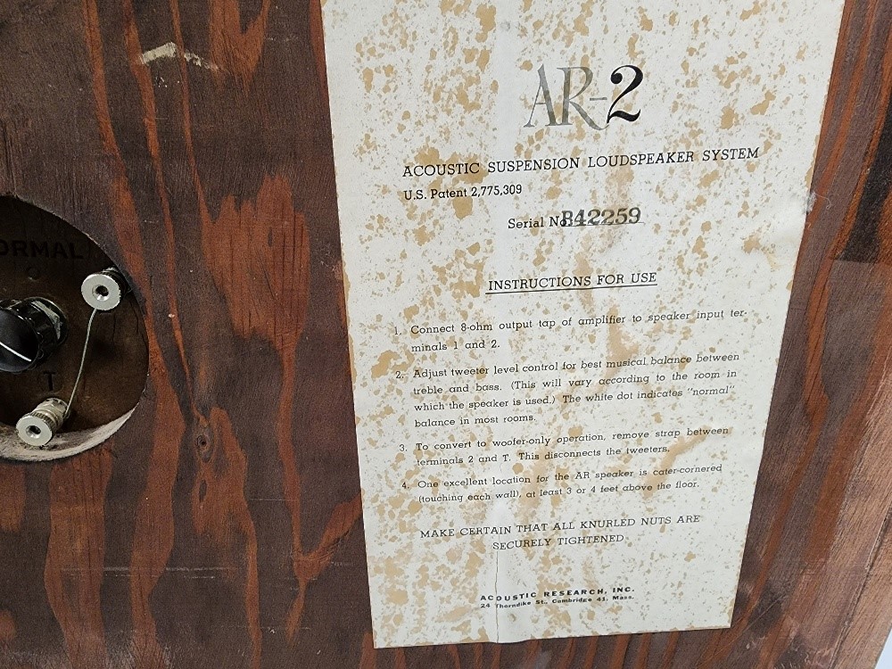 Rescued Single AR2 speaker - For sale / Wanted - The Classic Speaker ...