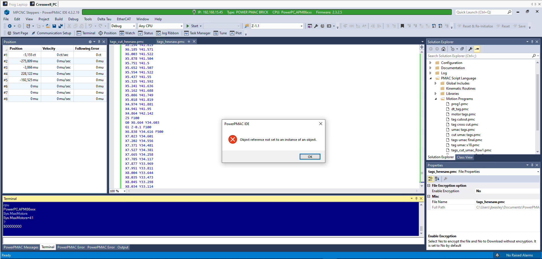 IDE 4.3.2.19 - Can't Kill Motors - Power PMAC - OMRON Forums