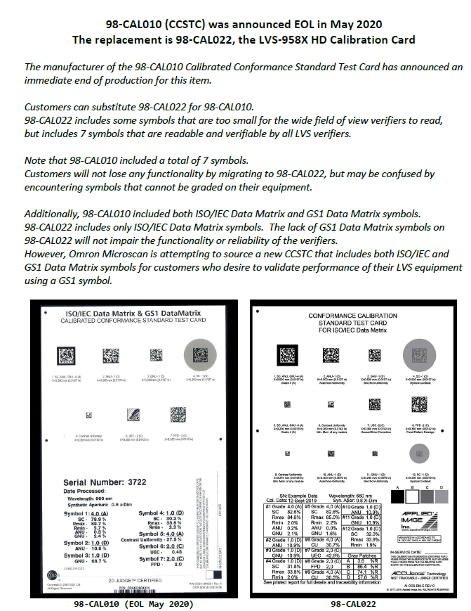 LVS-95XX Calibration & Test Cards - Code Verification - OMRON Forums