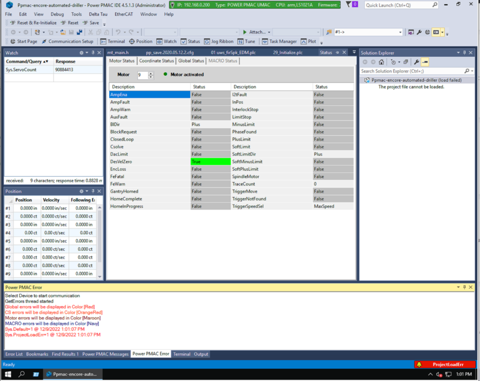The project file cannot be loaded - Power PMAC - OMRON Forums