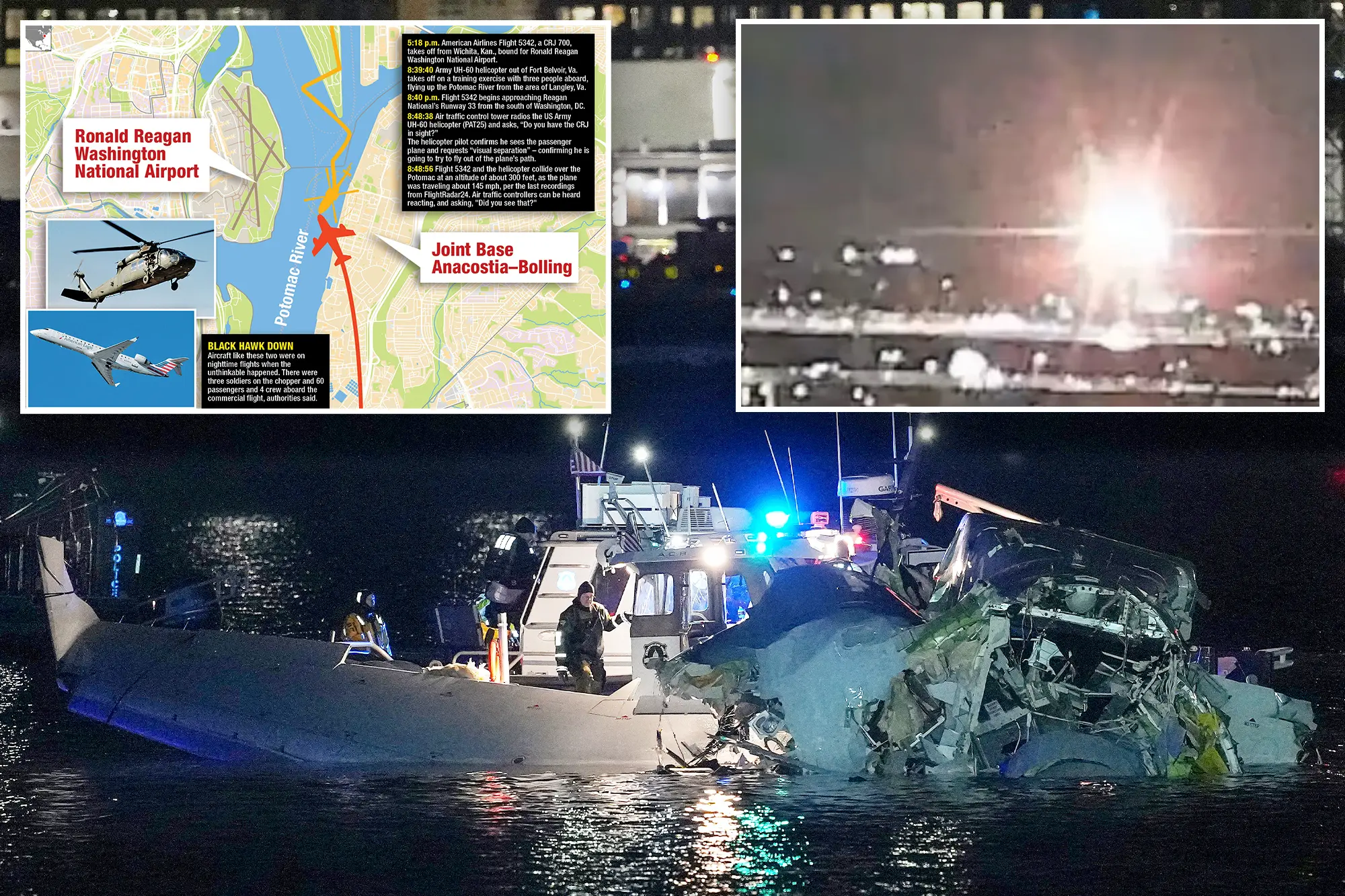 Reagan National Airport crash: Military Black Hawk helicopter collides ...