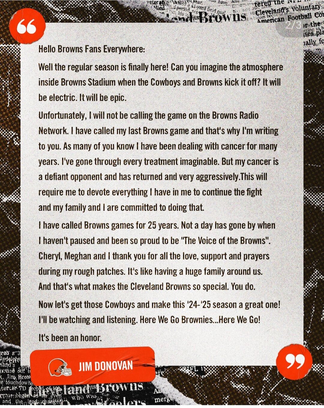 ~ ️ JIm Donovan Battling Leukemia, Again ~ - Page 2 - THE BROWNS BOARD ...