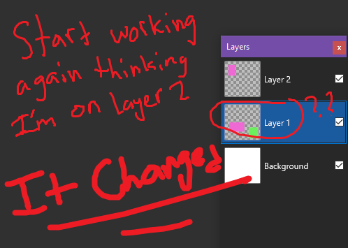 How do I stop the active layer being changed when I hide the currently ...