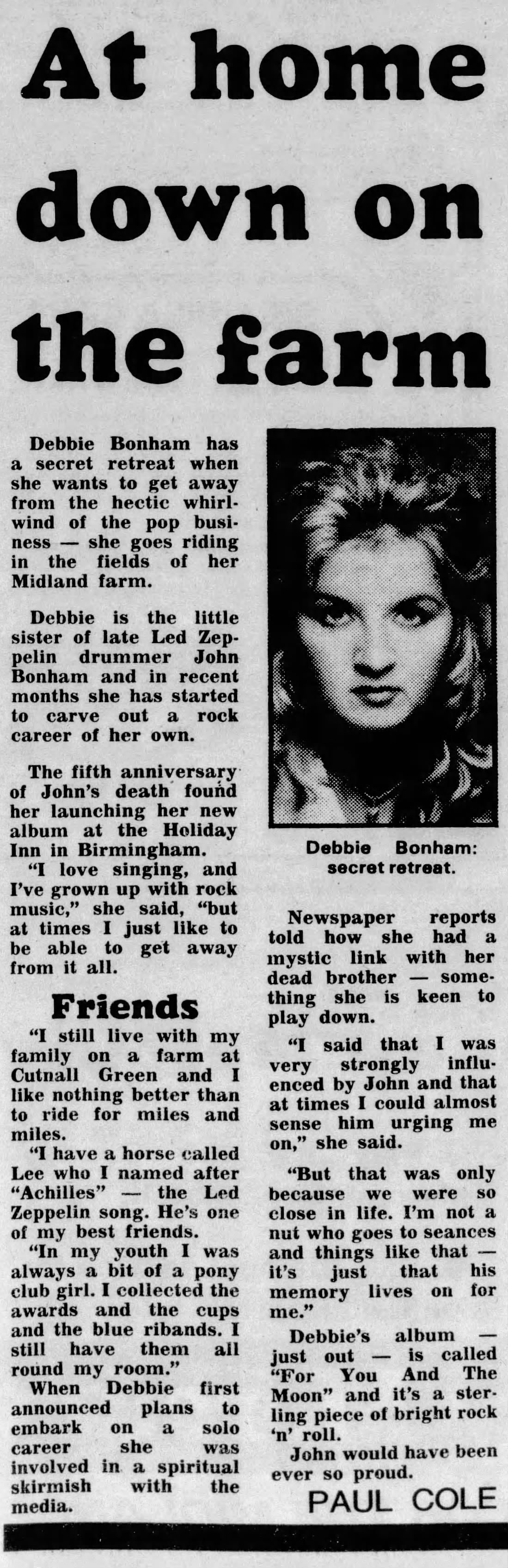 Debbie Bonham (Sister of Led Zeppelin's John Henry "Bonzo" Bonham ...