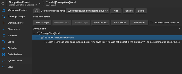 Can't use sync or view local profile error: The given key 120, Unable ...