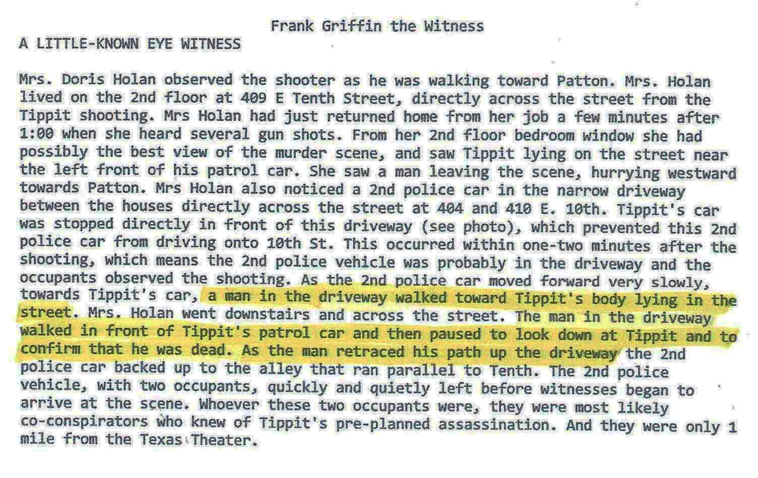 Possible new information relevant to the Tippit killing - JFK ...
