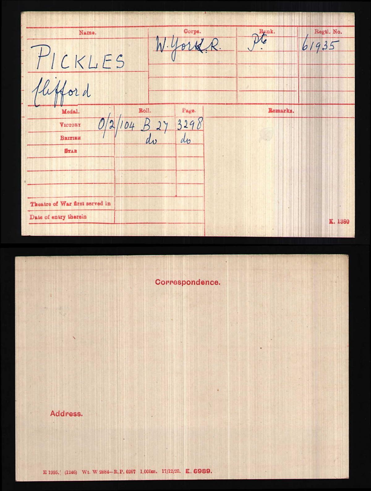 Captain Clifford Crawshaw Pickles - Soldiers and their units - The ...