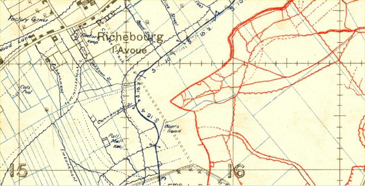 Trench Map 36 S.W, area 3 (Richebourg) - Maps - The Great War (1914 ...