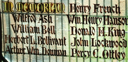 St Barnabas - Ranskill & Torworth WW1 memorial window - A to O ...
