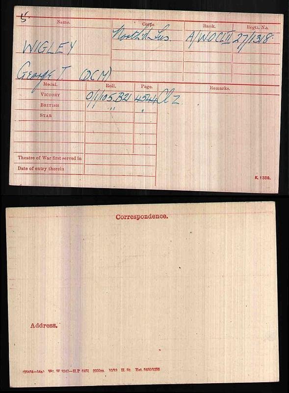 Pte George Thomas Wigley DCM - Soldiers and their units - The Great War ...