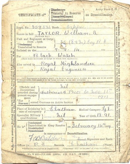 Demob. paper Royal Engineers soldier - Soldiers and their units - The ...
