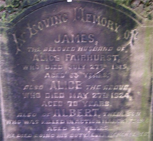 Albert Fairhurst - unknown regiment - Soldiers and their units - The ...