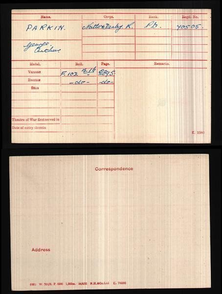 Private George Arthur Parkin - Soldiers and their units - The Great War ...