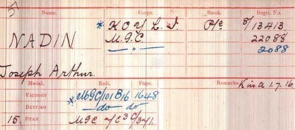 Joseph Arthur Nadin, Machine Gun Corps - Soldiers and their units - The ...