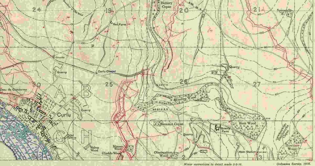 Howitzer Wood trench map 1916 - The Western Front - The Great War (1914 ...