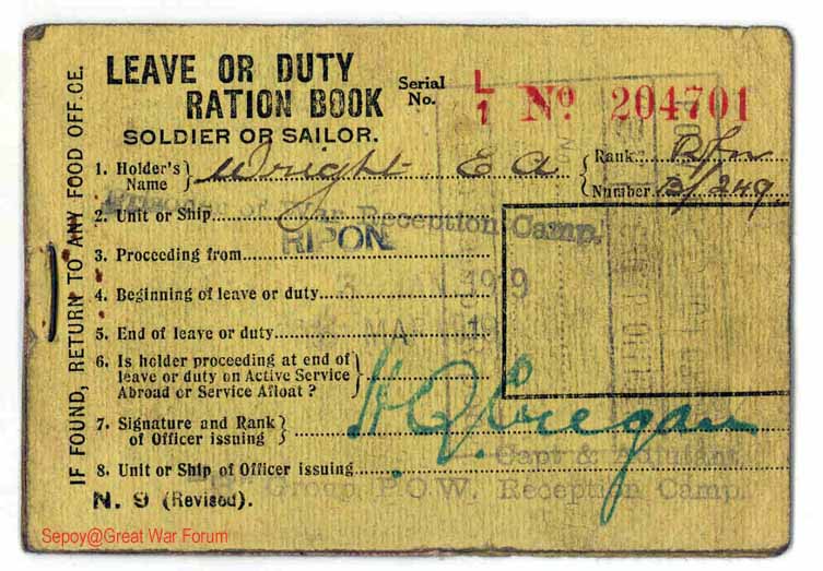 Ration cards in Great War and WWII - Other Equipment - The Great War ...