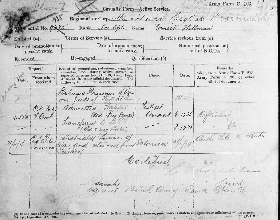 1st Manchesters att'd 1st OBLI- at Kut Siege 1915/16 - Middle East ...