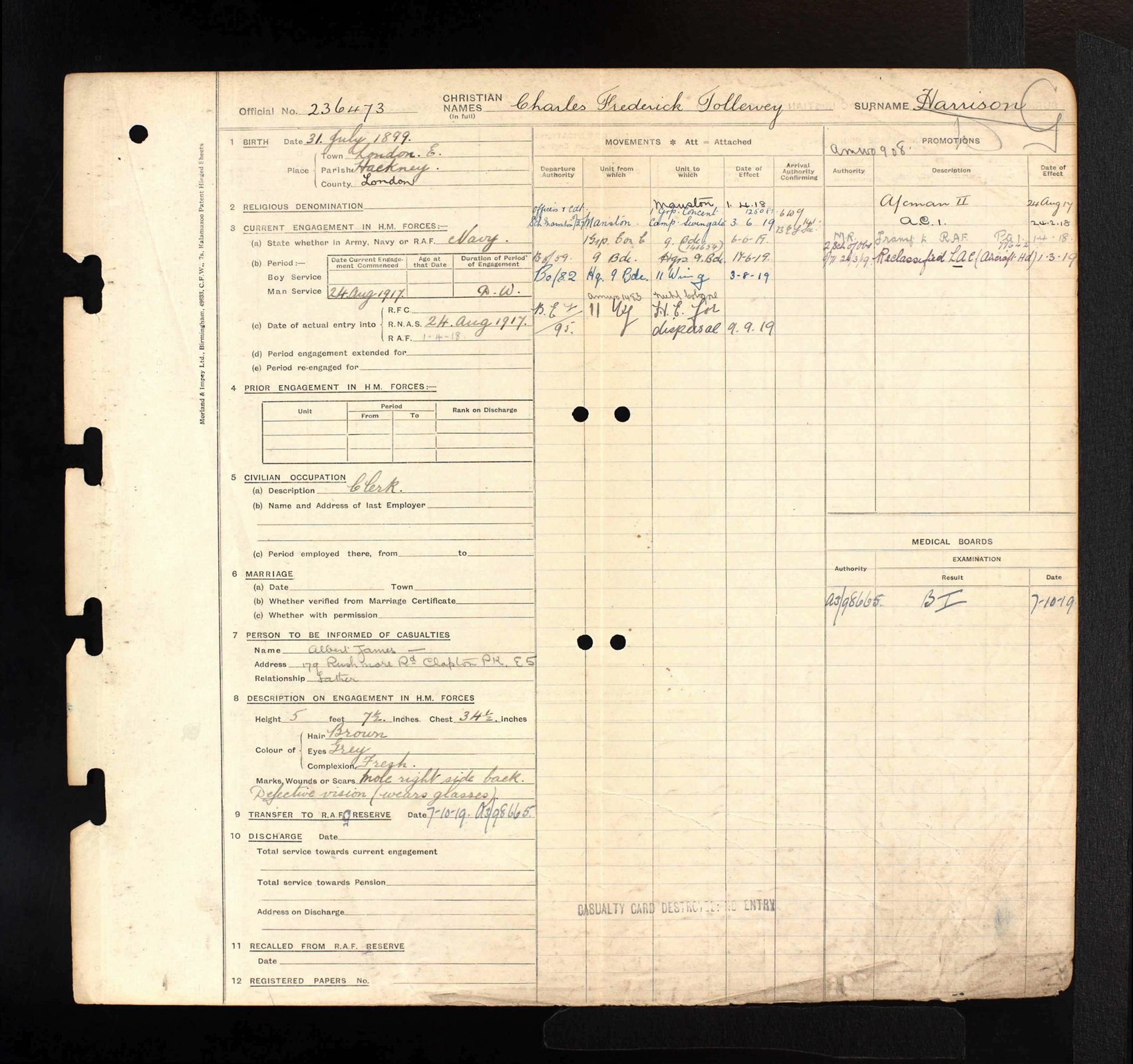 Help with Movement and Promotions information on RAF Service Record ...