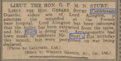 Capt, the Hon., Gerald Philip Montague Napier STURT - Soldiers and ...