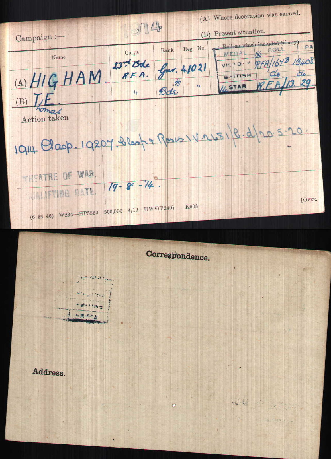HELP! - "Gunner" Thomas Edwin Higham - Royal Field Artillery - Other ...