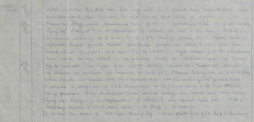 No 17 CCS Remy Siding from August 1915 - Page 4 - Medical Services ...