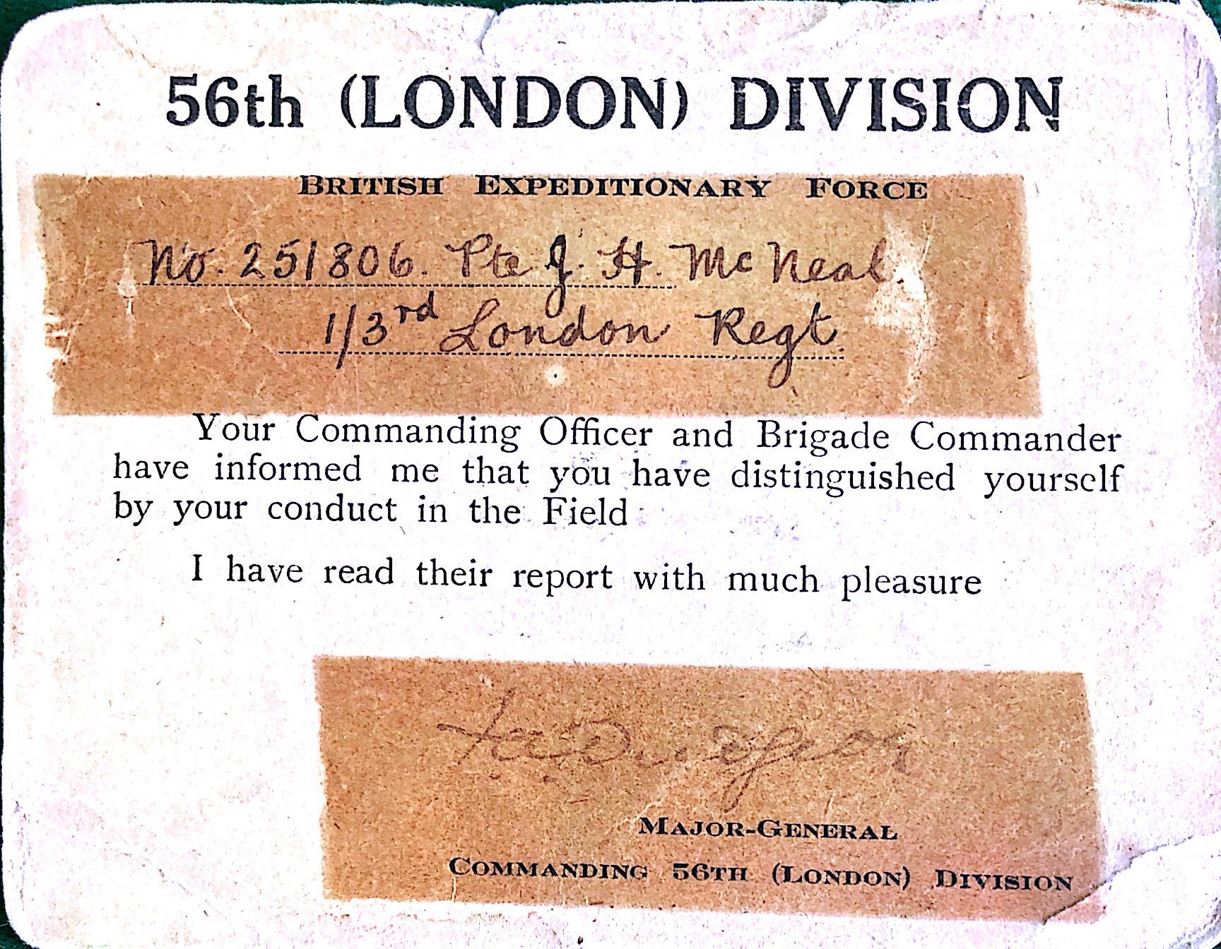 Help please with a Divisional Dispatch 56th London's 1917 - Soldiers ...