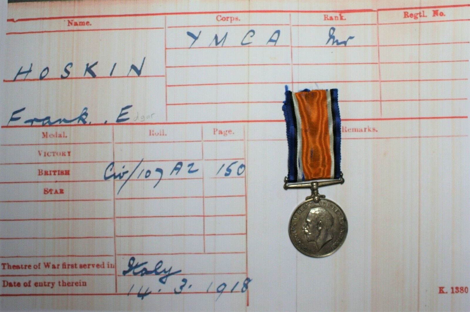 medals to Reverend vicars YMCA who served in france during ww1 - Medals ...