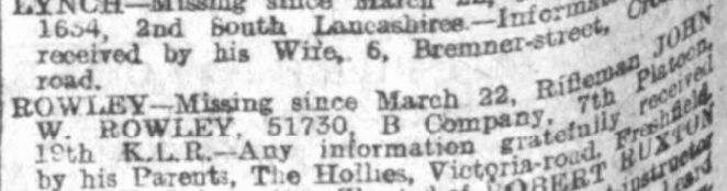 Pte J.W. Rowley KLR - died as a POW - Soldiers and their units - The ...