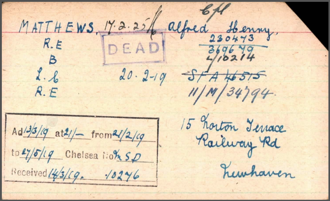 Corporal Alfred Henry Matthews - Soldiers and their units - The Great ...