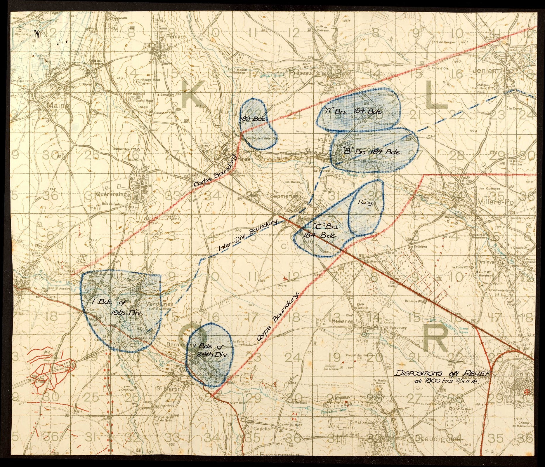 Maps showing where 61st battalion Machine Gun Battalion (Infantry) 61st ...