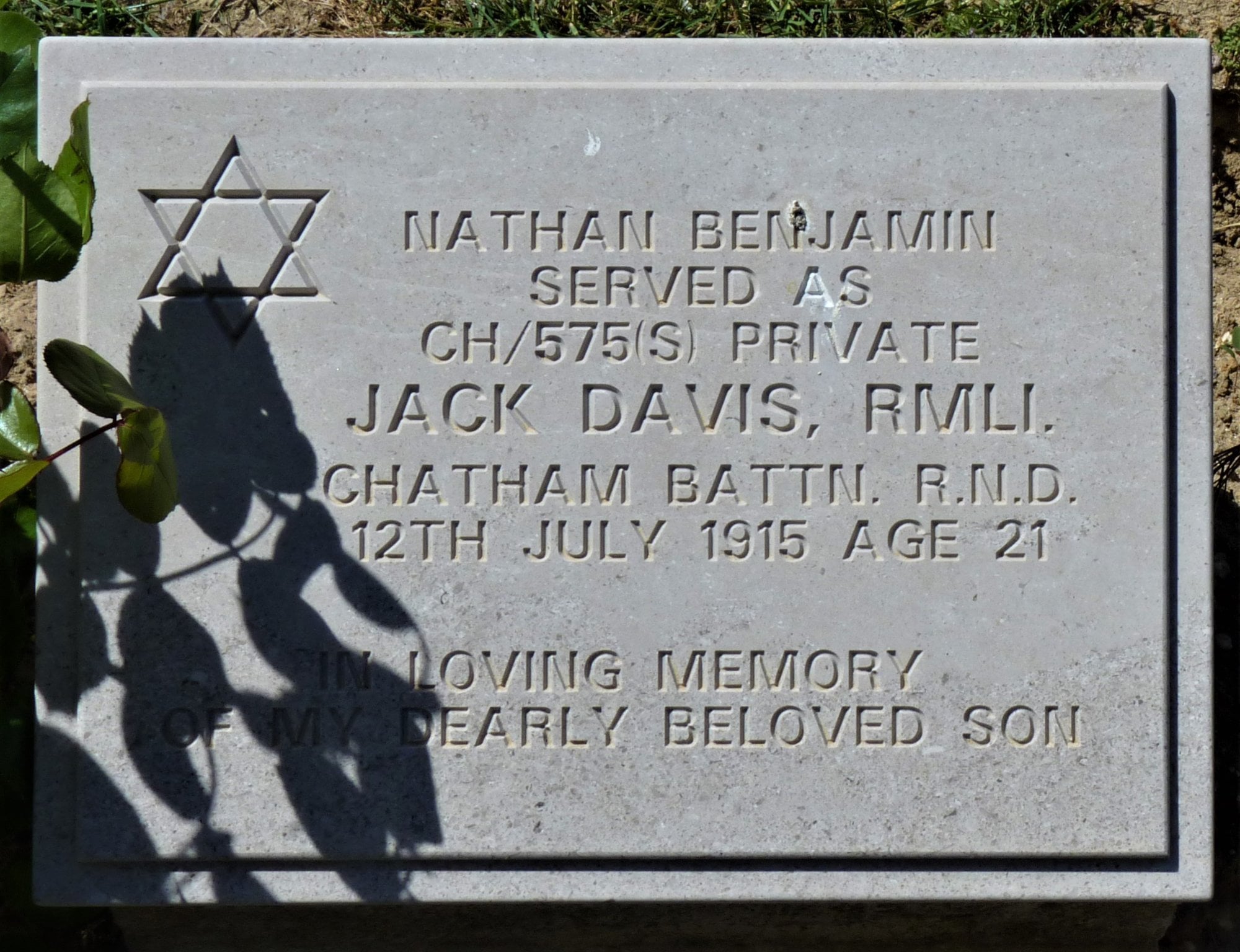 PTE.NATHAN BENJAMIN - Soldiers and their units - The Great War (1914 ...