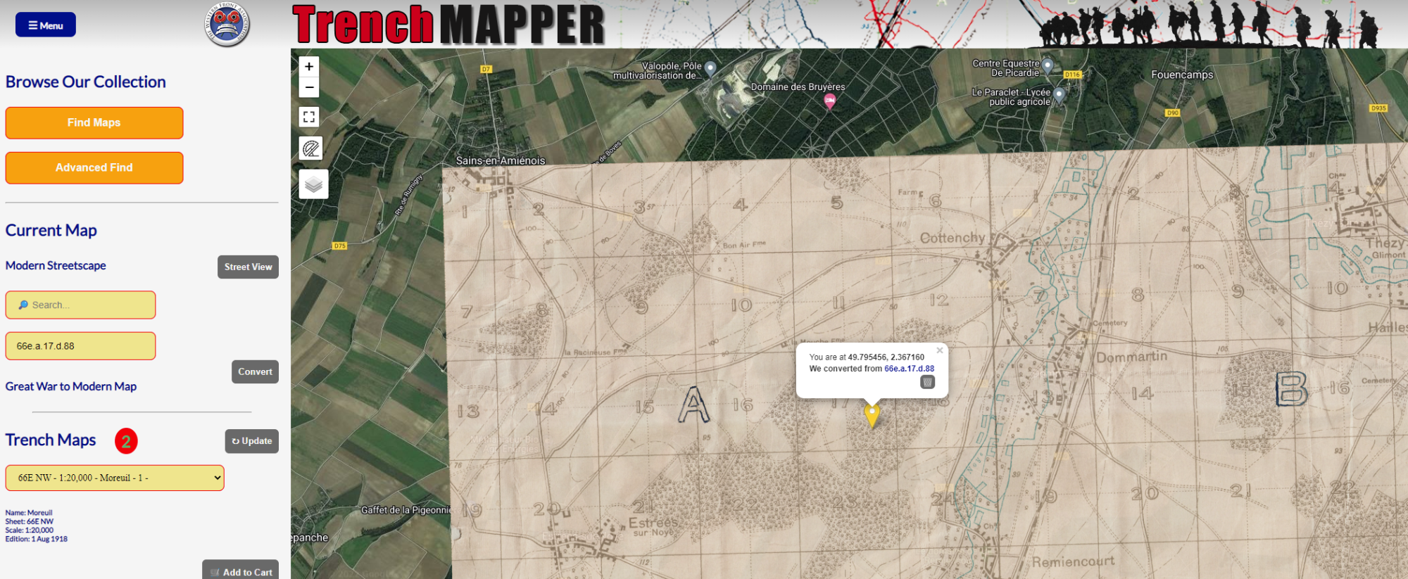 Trench map explanation - Interpreting documents - The Great War (1914 ...