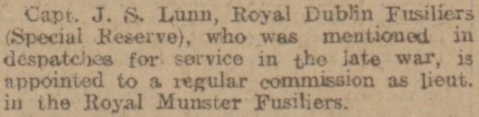 Captain James Stewart Lunn 6th RDF, later of E. Surrey Regiment ...