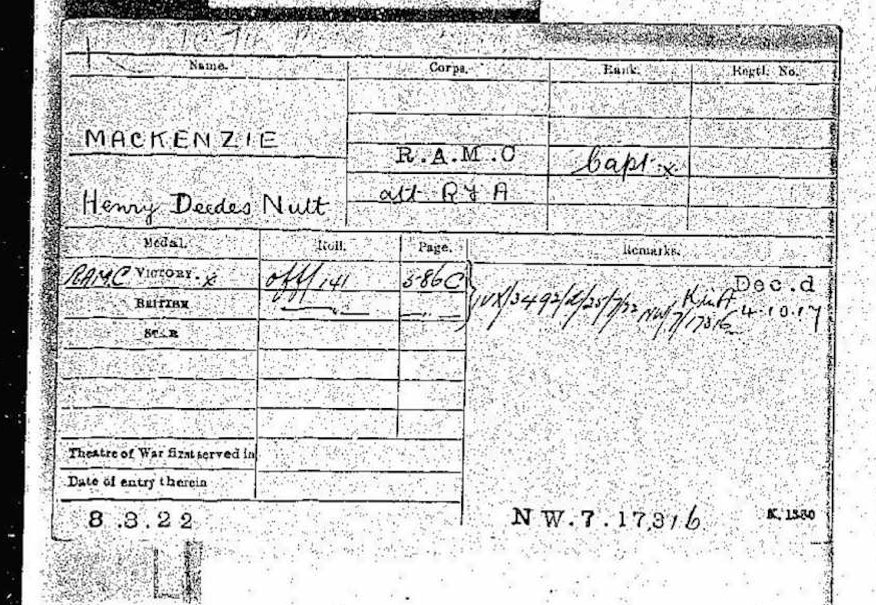 Henry Deeds Nutt MacKenzie RAMC - Soldiers and their units - The Great ...