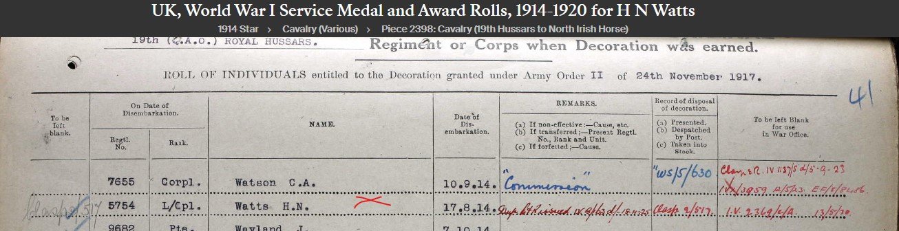 S S M WATTS DCM - Medals - The Great War (1914-1918) Forum