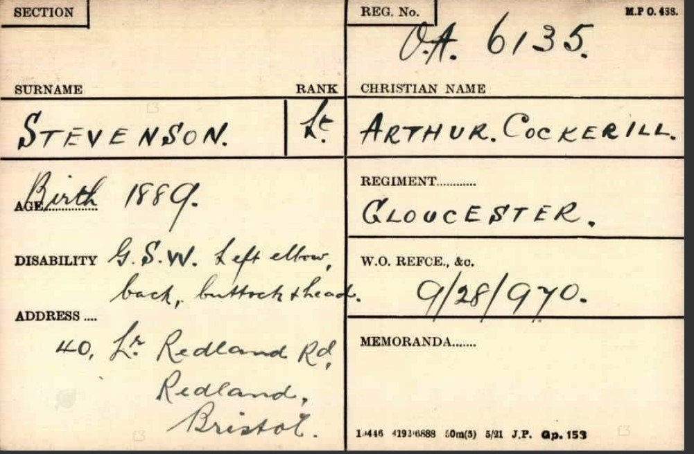 ARTHUR COCKERILL STEVENSON - Soldiers and their units - The Great War ...