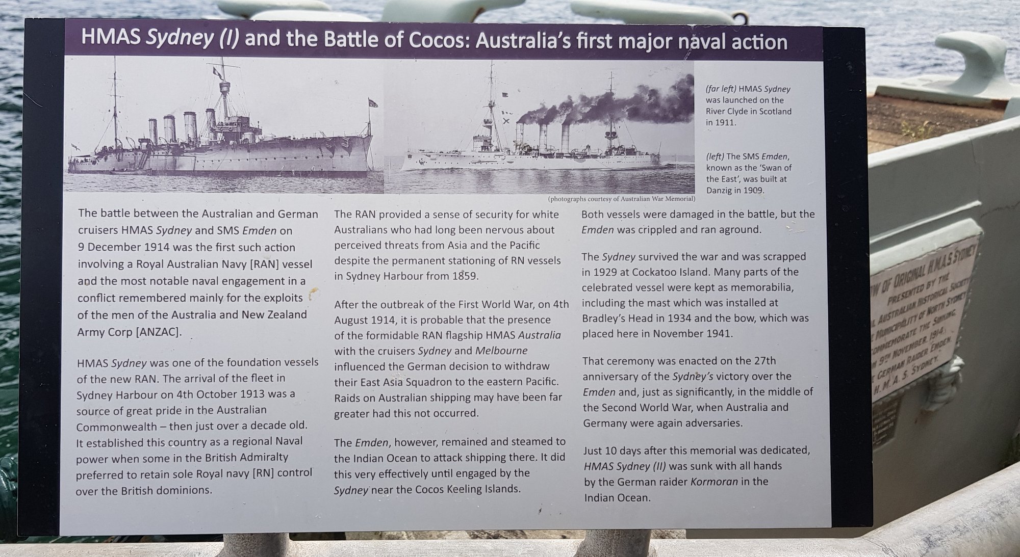 HMAS Sydney - part of original bow section - Sailors, navies and the ...