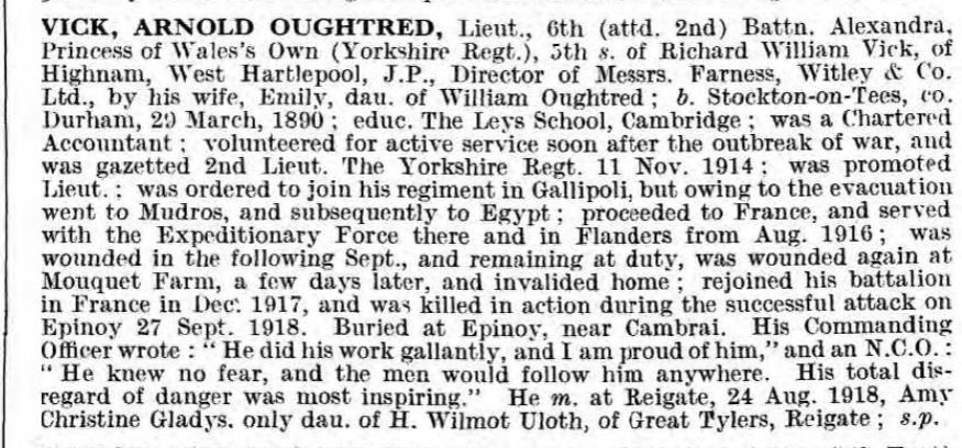 Captain Godfrey Russell Vick Durham light infantry - Soldiers and their ...