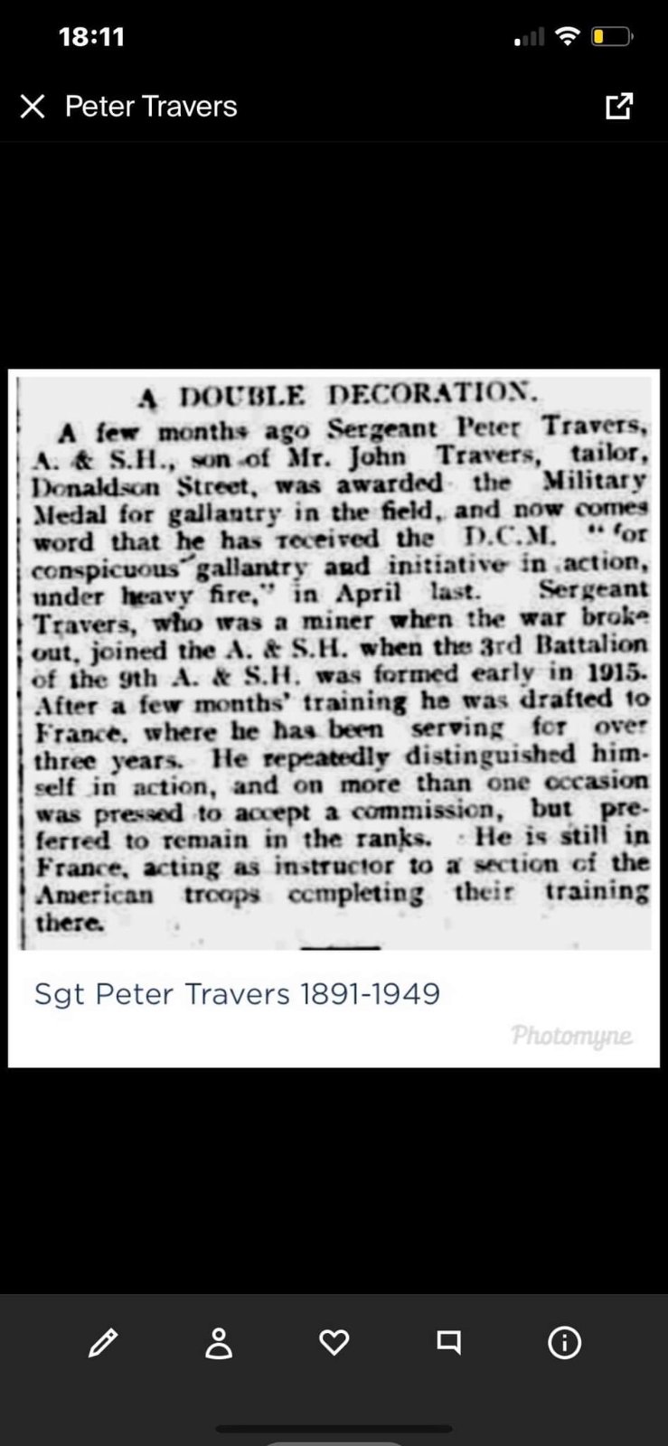 Peter Travers', DCM, MM, A&SH - Soldiers and their units - The Great ...
