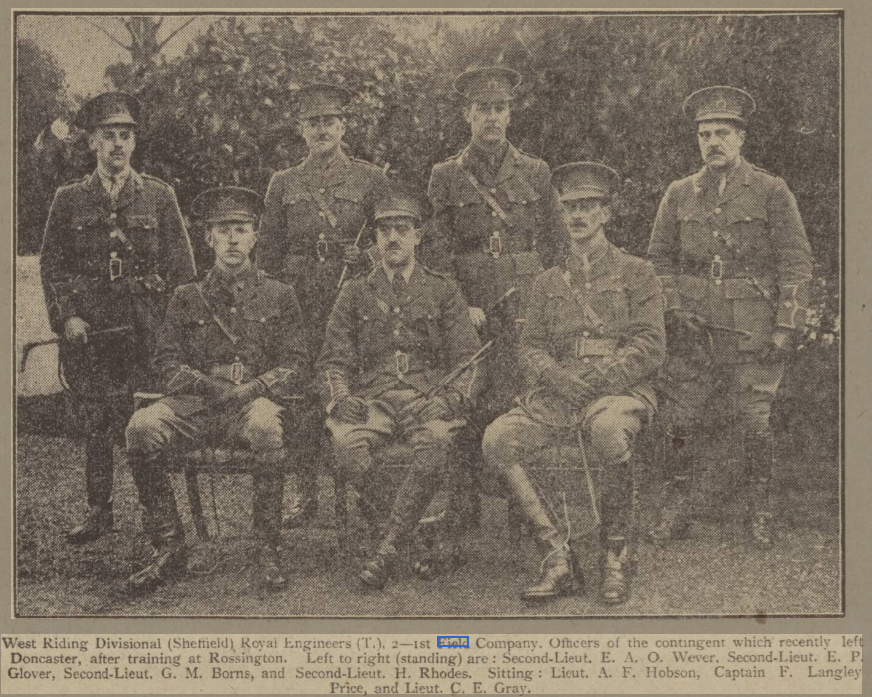 W.R.D….. RE, West riding, Doncaster 1914 - Soldiers and their units ...